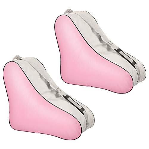 VOSAREA 2PCS Ice Skate Bags Triangle Roller Skates Tote Bag Rollerskates Ice Skating Bags Roller Ski Boot Bag for Ice Skate Protective Gears Kids Adults(Pink)