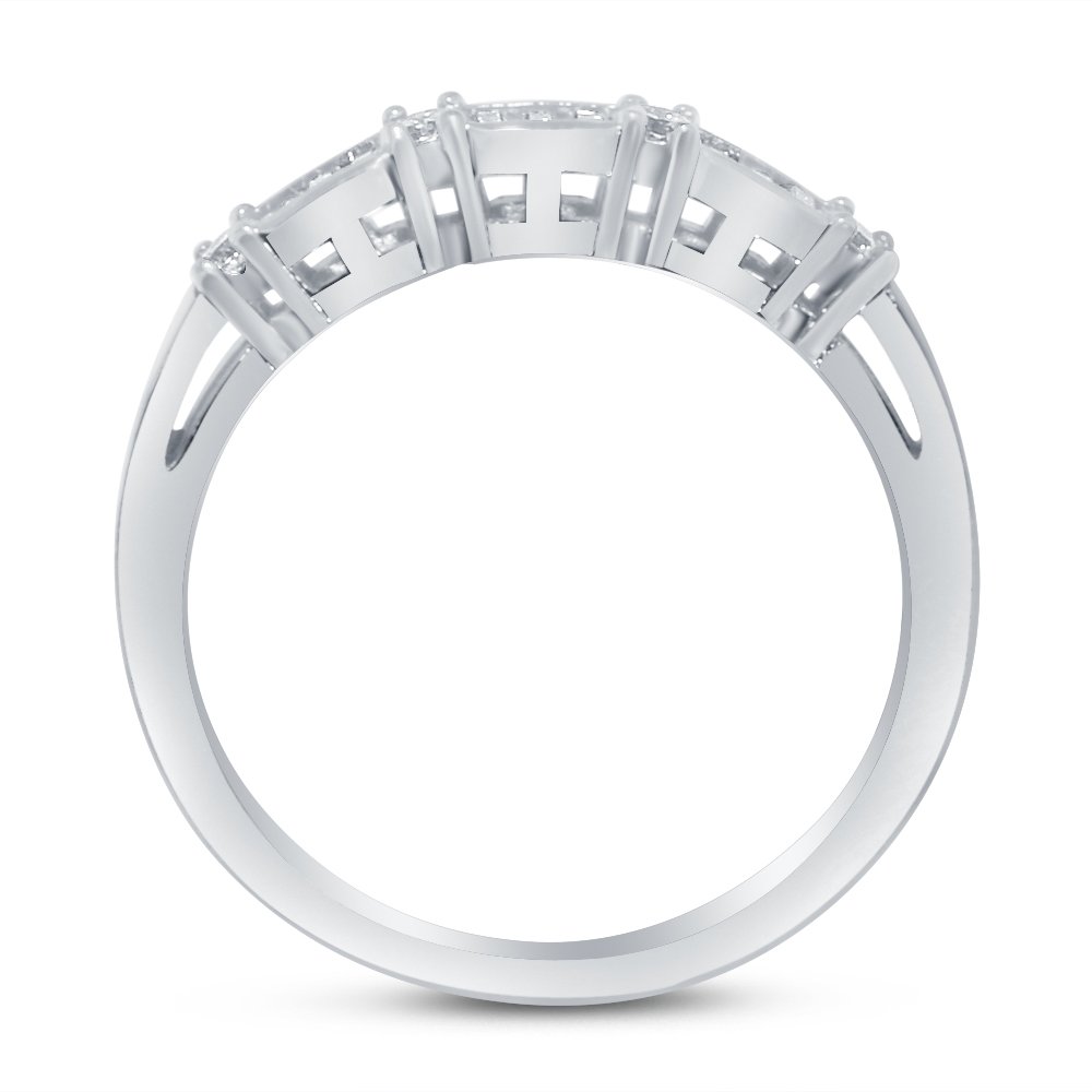 Size - 5 - Solid 925 Sterling Silver 3mm Baguette Cut Anniversary Ring Wedding Band CZ Cubic Zirconia 1/2 cttw.