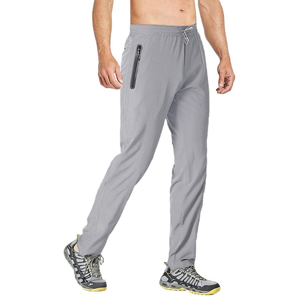 Wohthops Men's Outdoor Pants Casual Plain Fishing Jogging Performance Pants Light Grey, 40