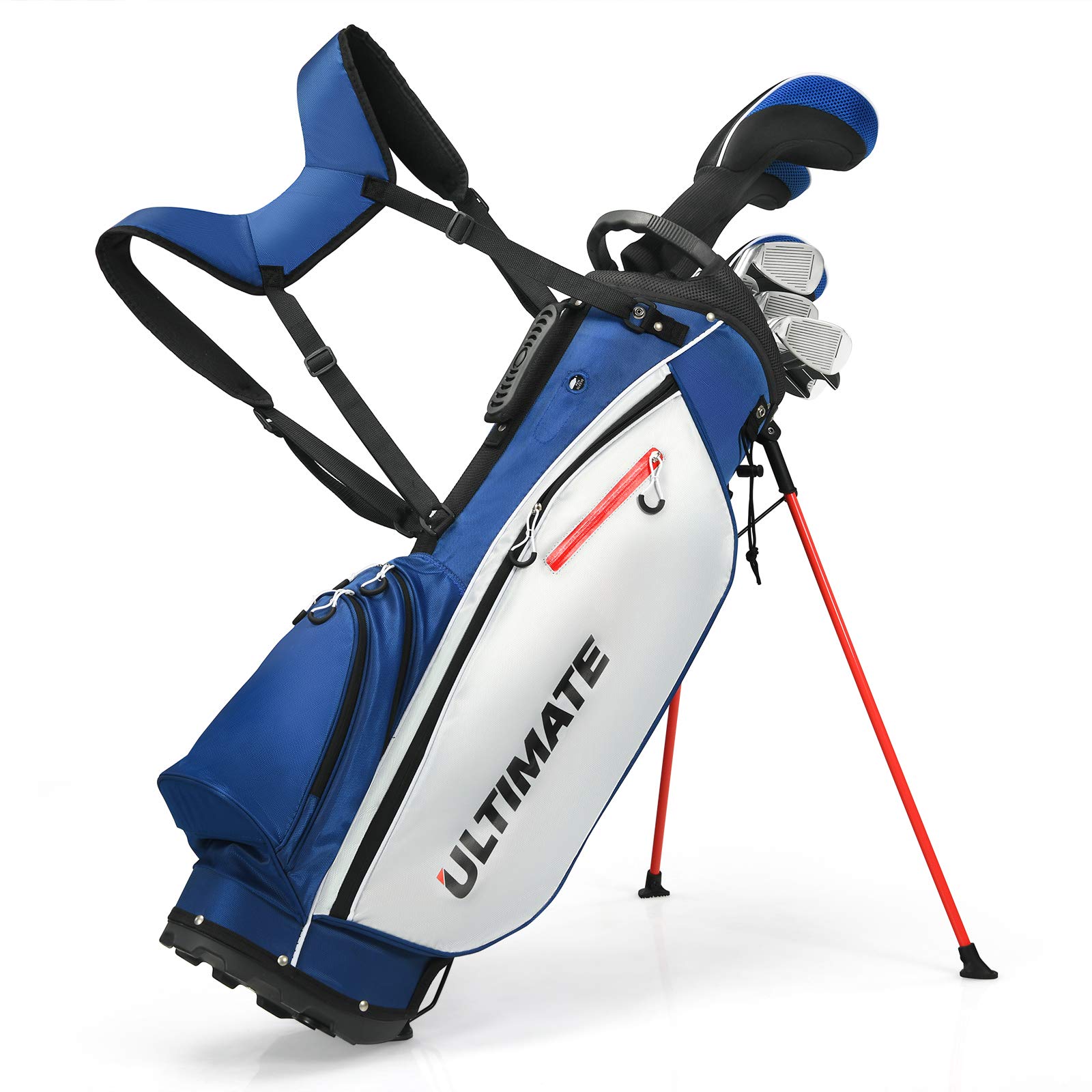 Tangkula Complete Golf Clubs Package Set 10 Pieces for Men & Women Right Hand, Includes 460cc Alloy Driver, 3# Fairway Wood, 4# Hybrid, 6#, 7#, 8#, 9# & P# Irons, Putter, Stand Bag (Blue)
