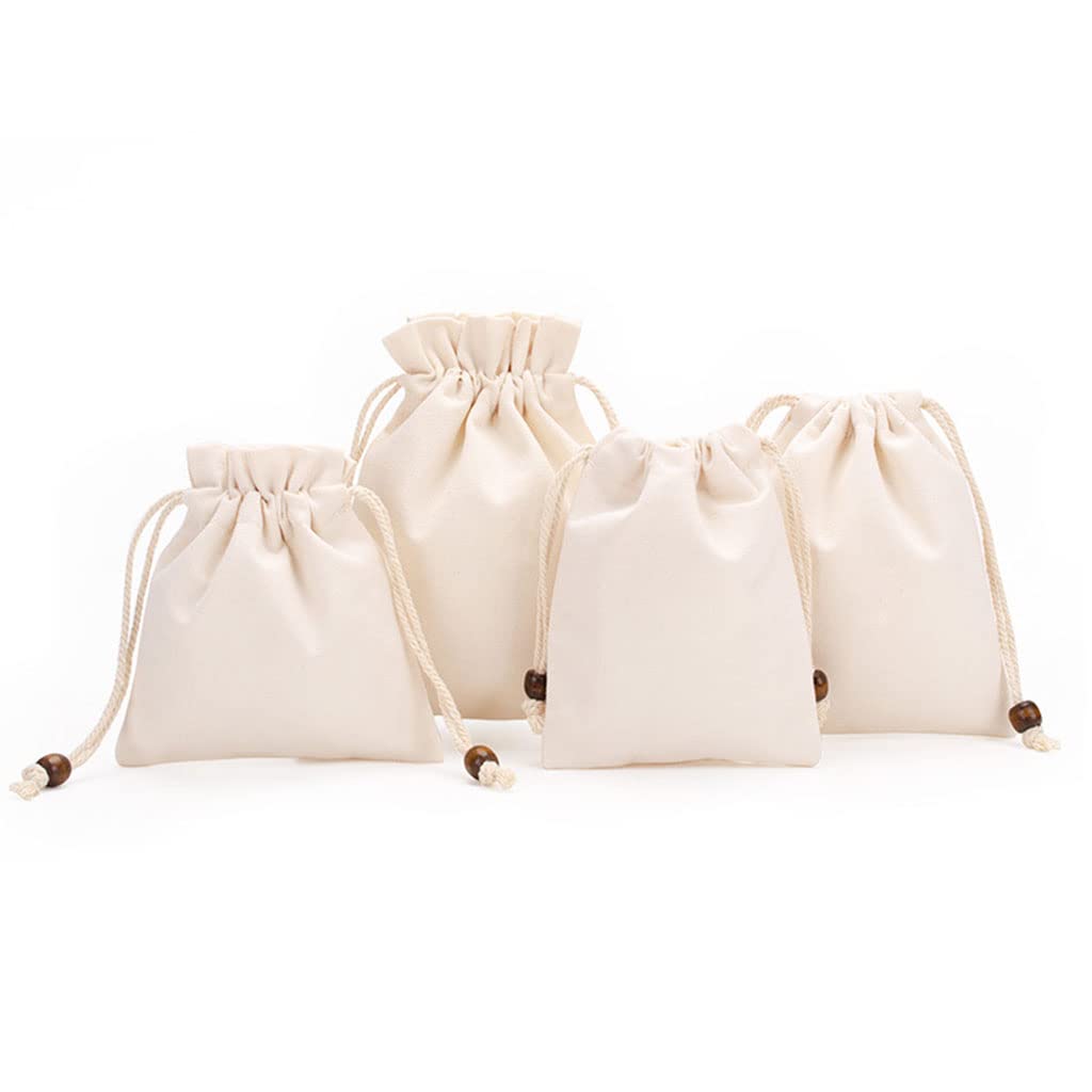 YOOYEH Washable Cotton Drawstring Bags Muslin Sachet Bag Reusable Produce Bags Herbal Bags DIY Tote Gift Bag for Candy Storage