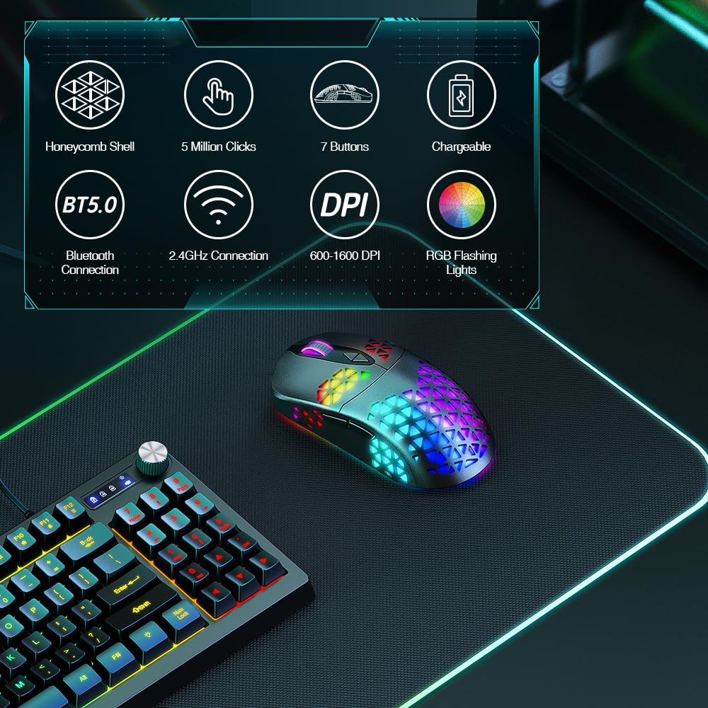 WolfLawS Gaming Mouse, Wired Mouse PC Gaming Mice with 12 RGB Backlit, High-Precision 12800 DPI Adjustable, 10 Programmable Buttons, Ergonomic Computer USB Gamer Mouse for Windows Laptop Mac