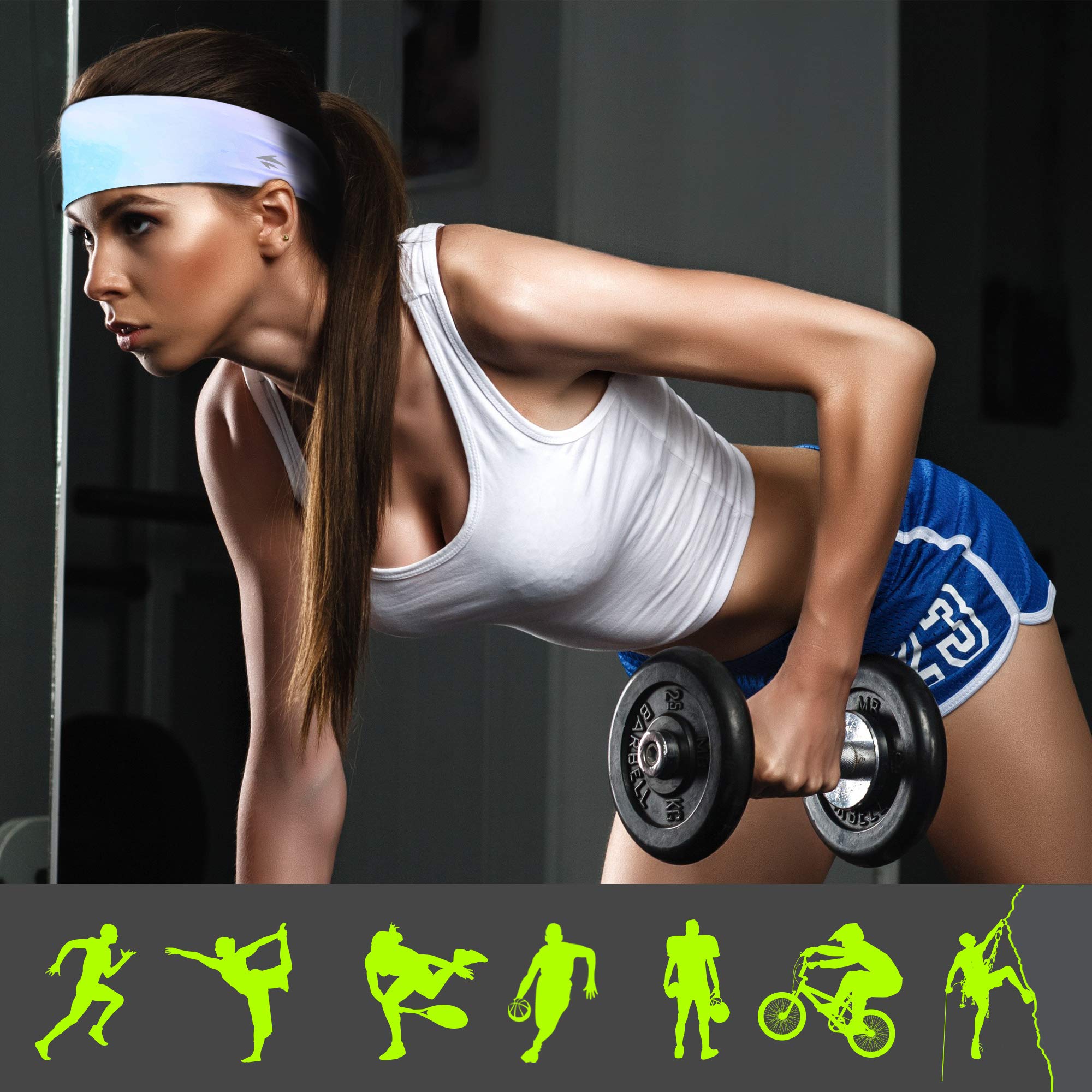 Zollen Headbands for Women, Elastic Sweat Bands Non Slip, Moisture Wicking & Quick Dry for Yoga, Work Outs,Sport Activities