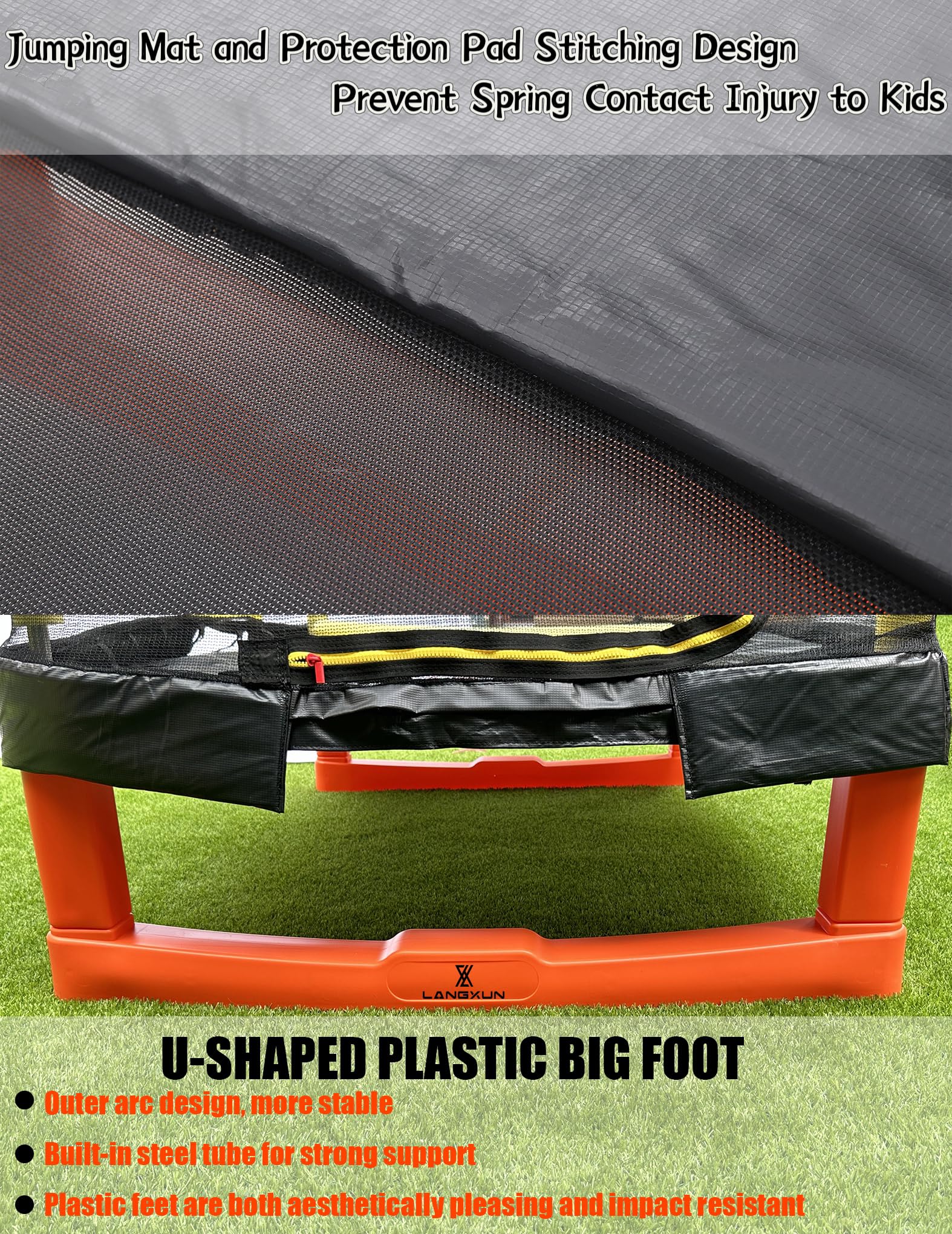 USPOINT 6.5ft Climb Slide Swing 7-in-1 Mini Rectangular Trampoline for Kids | Birthday Gift for Girls and Boys, Indoor Outdoor Toddler's Trampoline with Safety Net Enclosure, Padding, Zipper