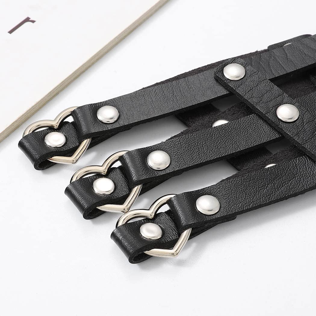 Victray Women Gothic Leg Chain Punk Leather Leg Garter Belt Thigh Chains Festival Body Chain (2PCS)