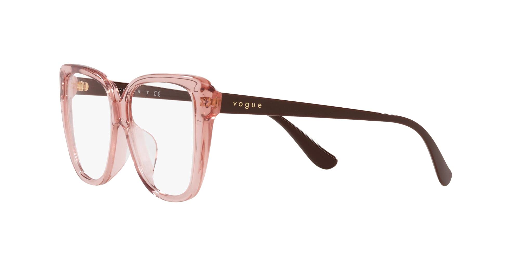 Vogue Eyewear Women's VO5413F Low Bridge Fit Butterfly Prescription Eyewear Frames, Transparent Pink/Demo Lens, 54 mm