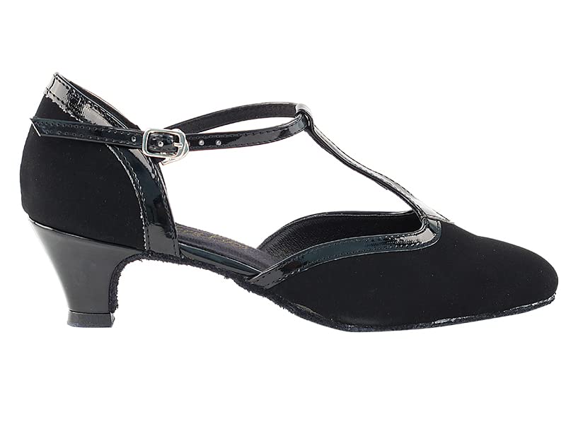 Very Fine Dancesport Shoes - Women's Latin, Salsa, Rhythm, Ballroom Practice Dance Shoes - Classic Series 9627 Black Nubuck & Black Trim (1.3" Heel, Size 9)