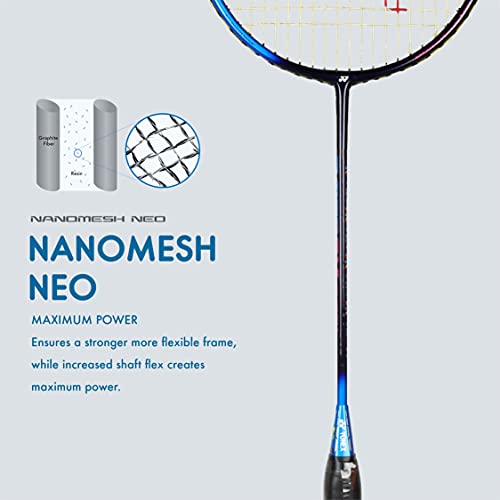 YONEX Smash Badminton Racquet (G4, 73 Grams, 28 lbs Tension) (Black Blue)