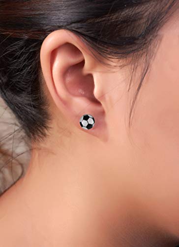 Surgical Steel Hypoallergenic Stud Earrings, Soccer Earrings with Secure Safety Screwback