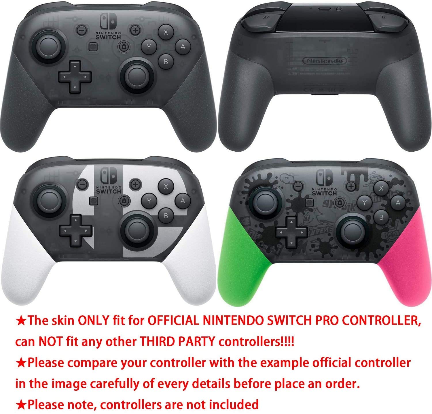 YoRHa Studded Silicone Transfer Print Cover Skin Case ONLY for Nitendo Official Switch Pro Controller x 1(Colourful Stream) with Pro Thumb Grips x 8