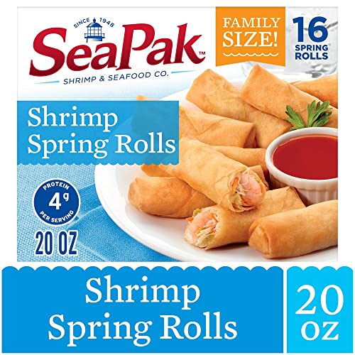 SeaPak Shrimp Spring Rolls, Whole Shrimp & Crisp Vegetables Rolled in Crunchy Wrappers with Sweet Thai Chili Dipping Sauce, 20 oz