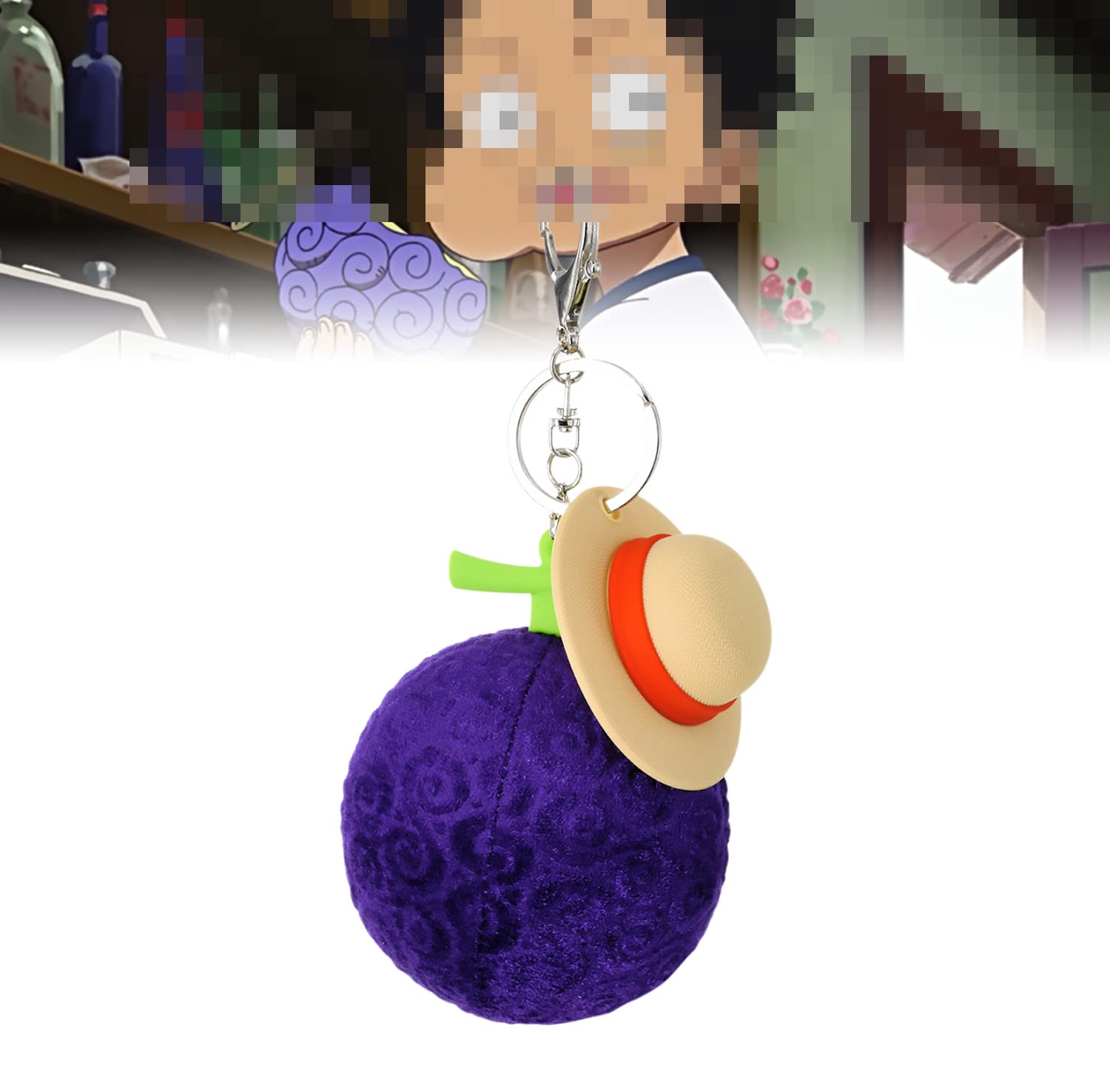 Yonune ZISDHNEO One-s Piece-s keychain,Devil-s Fruit Anime Plush Keychains,Car Backpack Key Chain Cosplay Luffy-s Straw-s Hat keychain