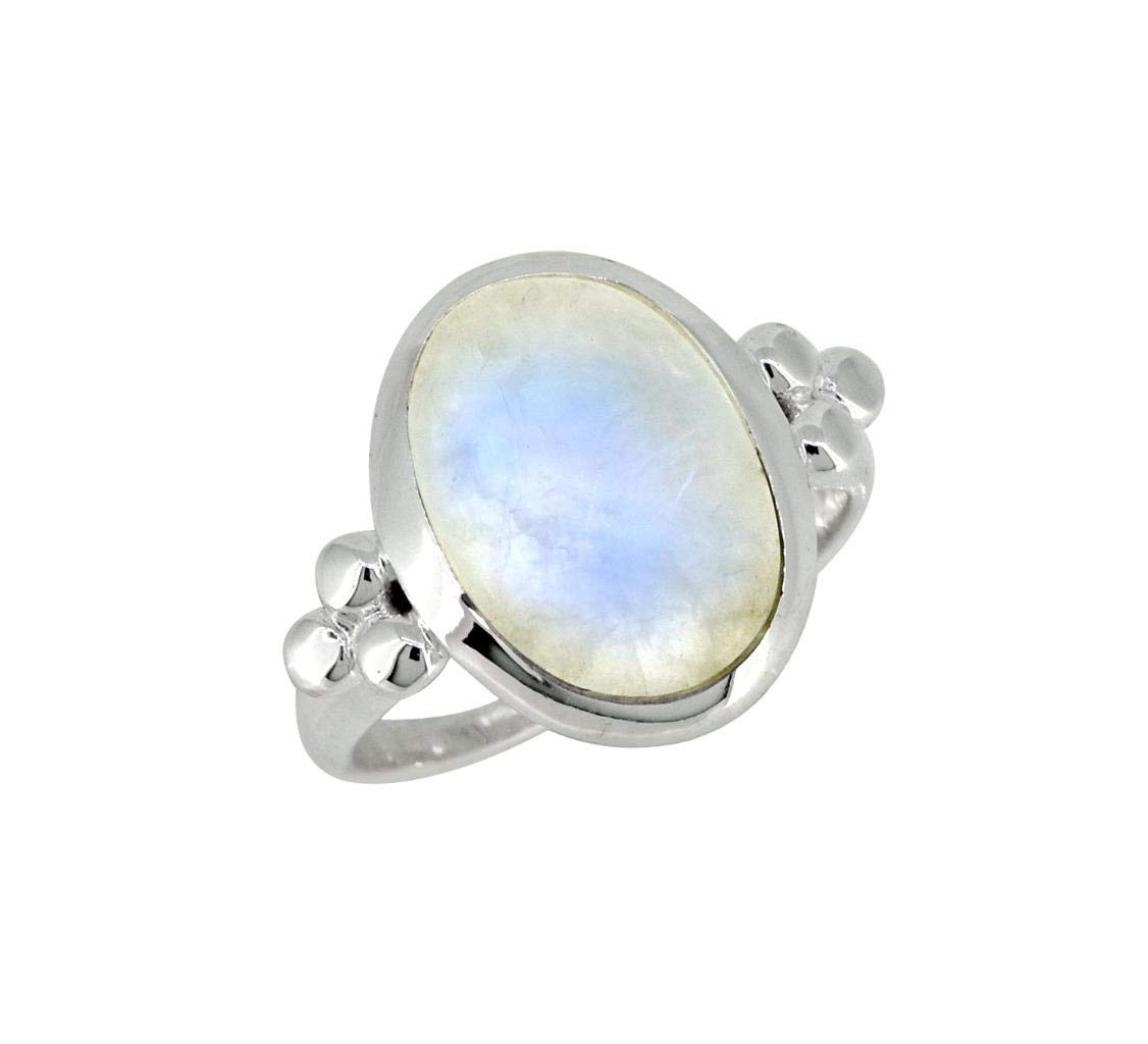 YoTreasure Rainbow Moonstone 925 Sterling Silver Bold Ring Jewelry