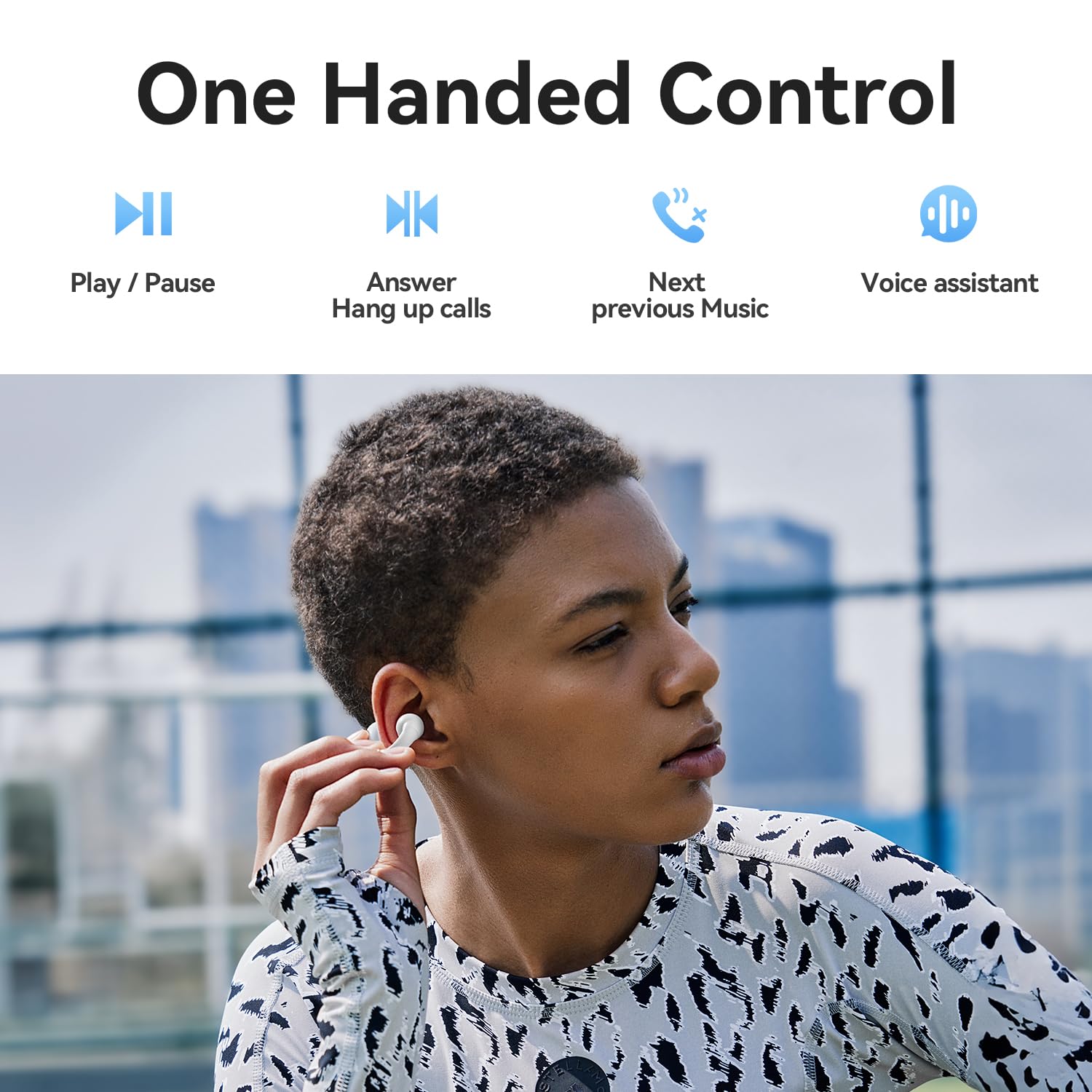 Sanag Earring Wireless Earbuds Bluetooth 5.3 with Microphone Open Ear Clip On Headphones with Charging Case Compatible with iPhone/Samsung Phone for Men,Women - White