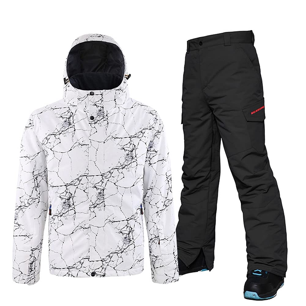YEEFINE Men's Ski Suit Waterproof Snowsuit Winter Ski Jacket and Pants Set Outdoor Warm Snow Snowboard Suit (C2+AG, M)