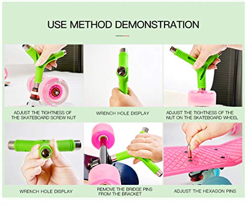 Votono All-in-One Skateboard Y Tool and L Allen Key with Cross Screwdriver Head Universal (Y Green)
