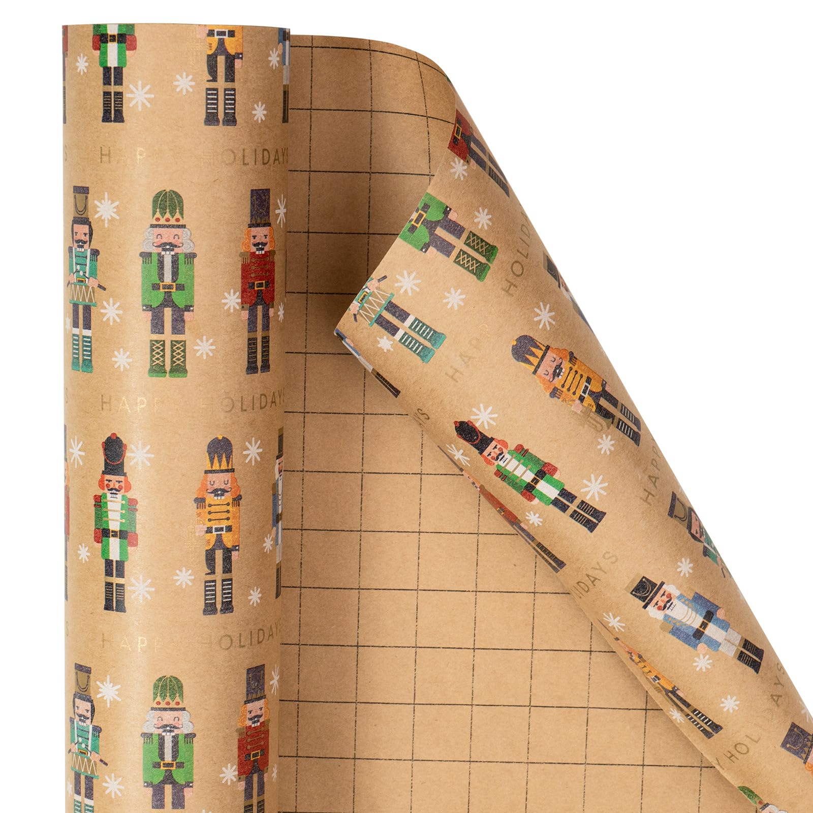 RUSPEPA Christmas Wrapping Paper, Jumbo Roll Kraft Paper - Nussknacker Solider Design for Holiday Gift Wrap - 30 Inches x 100 Feet