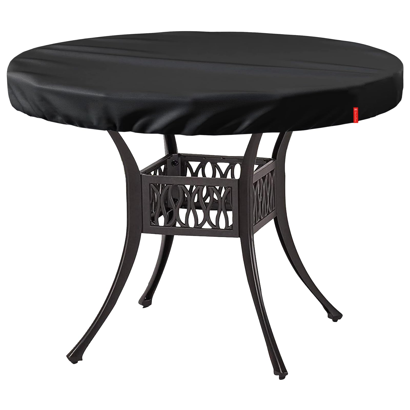 SoloToo Outdoor Round Table Cover,Waterproof Anti-UV Patio Round Table Top Covers,Fits Round Patio Furniture Up to 55" - 56" Diameter (Black)