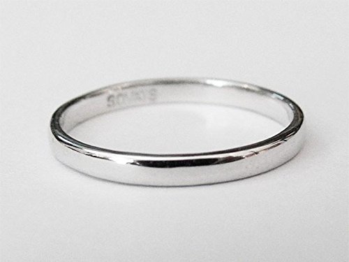 SOVATS Stack Small Band Ring 925 Sterling Silver Rhodium Plated - High Polish Eternity Band Tarnish Resistant Comfort Fit Wedding Band 2mm Ring, Size 9