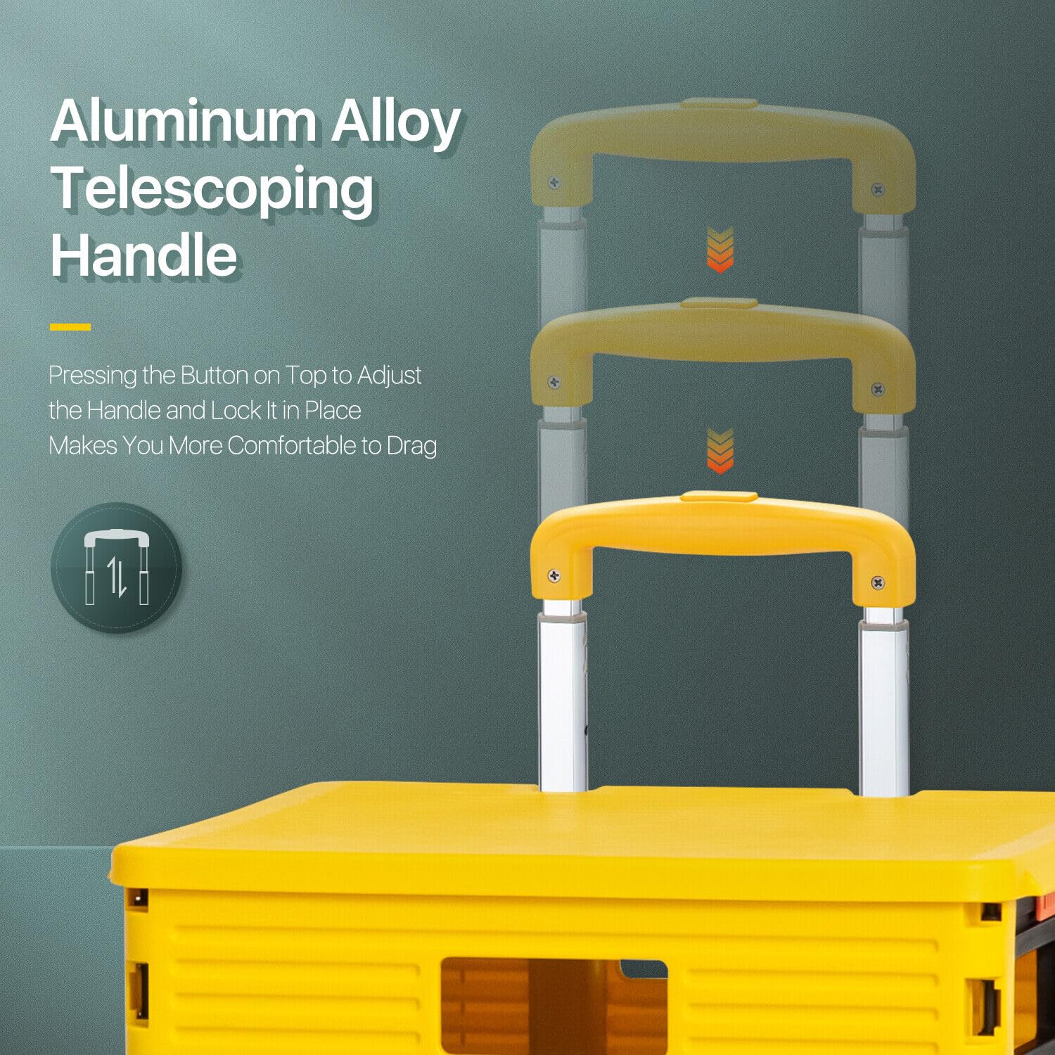 Yellow Collapsible Shopping Cart Foldable Utility Trolley