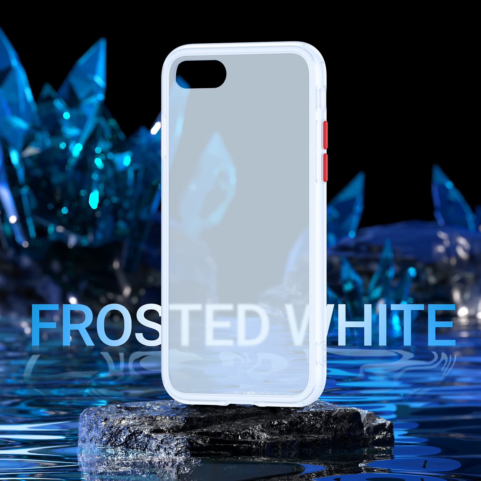 TORRAS Shockproof Designed for iPhone SE Case 2022 (3rd Gen) & iPhone SE Case 2020 [Military Drop Certified] iPhone SE 2022 Case Semi-Clear Hard Back Protective Slim Case for iPhone SE/8/7-White