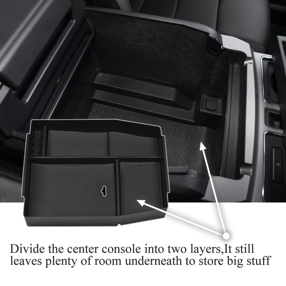 Vesul Center Console Armrest Storage Box Compatible with Ford F-150 F150 2015 2016 2017 2018 2019 ABS Tray Insert Organizer Glove Pallet