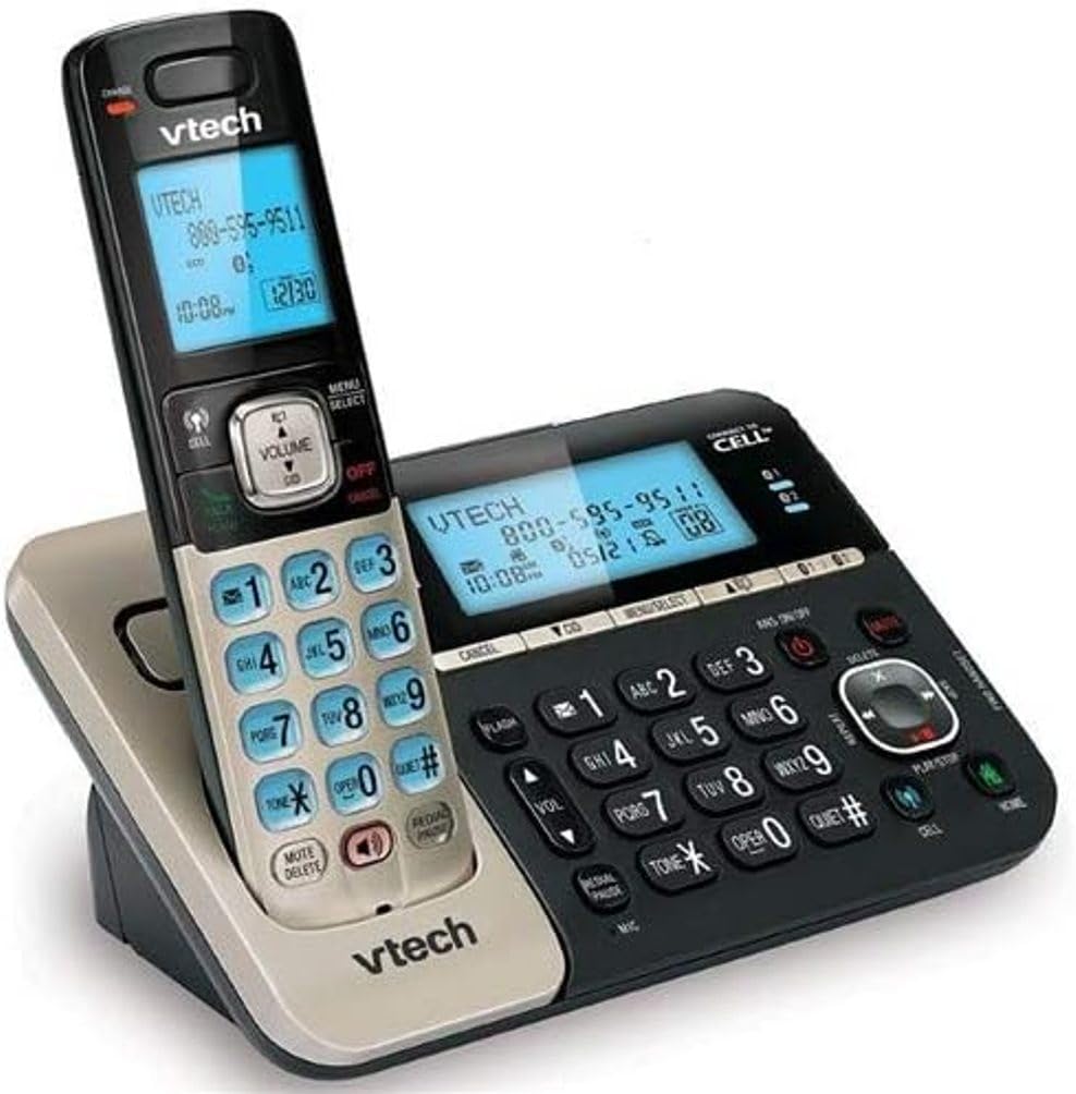 VTech DS6752-4 4 Handset Connect to Cell Answering System with Dual Caller ID/Call Waiting, Digital Answering System and Caller ID, Expandable up to 5 Handsets, Wall-Mountable, Silver/Black