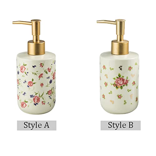 XOUVY Cute Ceramic Soap Dispenser with Metal Tray,Cylinder-Shaped Dish Soap Dispenser with Matte Metal Pump for Bathroom,Farmhouse Décor Kitchen Home Decor (Style C 3)