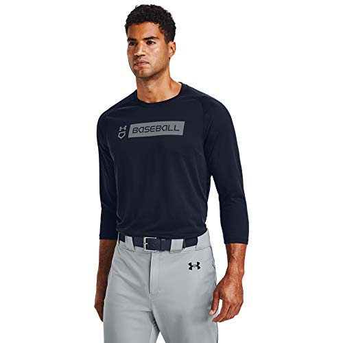 Under Armour Men's Utility 3/4 20 T-Shirt, Midnight Navy (410)/Baseball Gray, Large