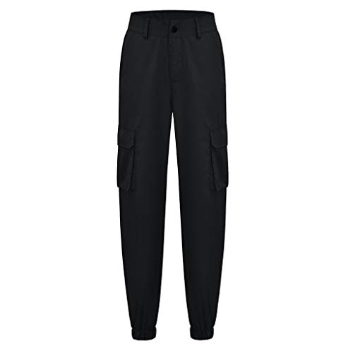 Womens Cargo Trousers Casual Stylish Military Combat Solid Pants Pocket Trousers Black