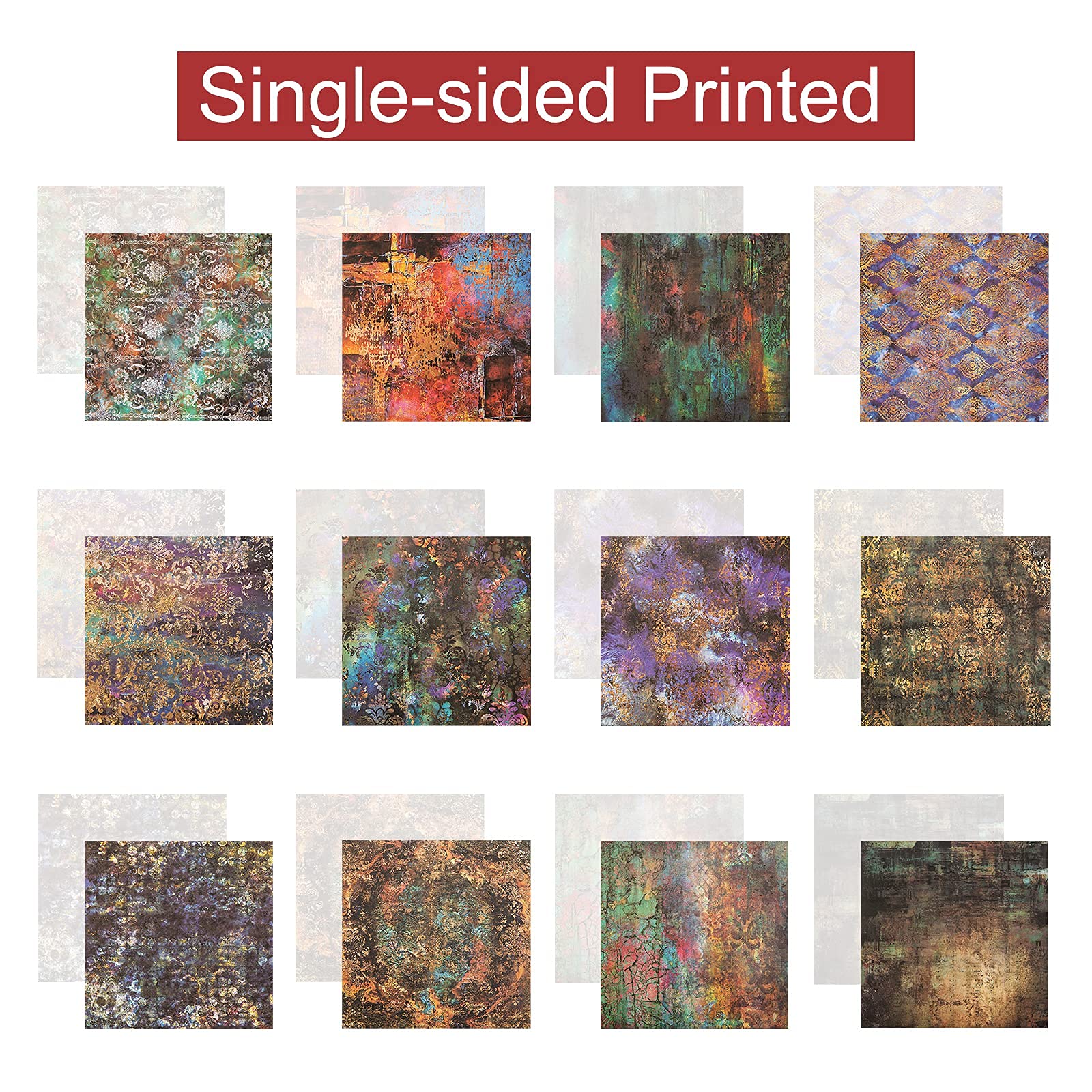 VONDYU Single-Sided Scrapbook Paper Pad-Colors Mixture Scrapbooking Paper Collection Holiday 6" x 6" Cardstock Patterned Cardmaking Paper Pack DIY Photo Frame Background Decorative Page-24 Sheets