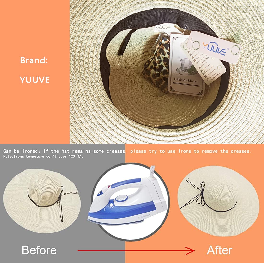 Womens Floppy Straw Hat Wide Brim Foldable Beach Cap Sun Hat for Women UPF 50+
