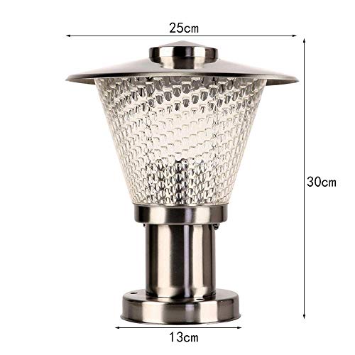 WPOLED Modern Simple European Column Lamps Silver Stainless Steel Outdoor Waterproof E27 Acrylic Post Lights Garden Gate Courtyard Home Villa Decorative Pillar Lights
