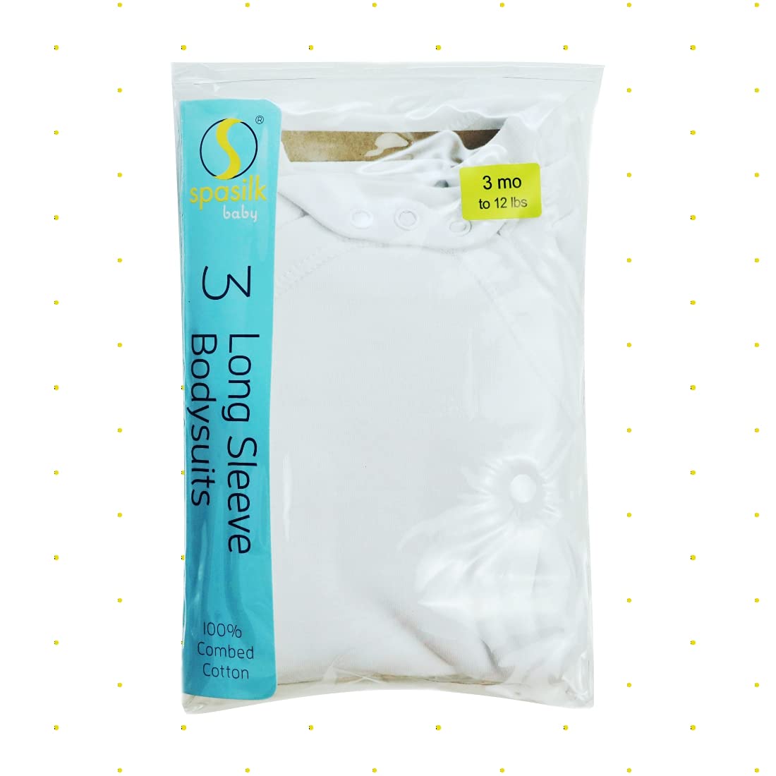 Spasilk Unisex-Baby Newborn Long Sleeve Lap Shoulder Bodysuits, 3 pack, 0 - 24 Months - White Bodysuits