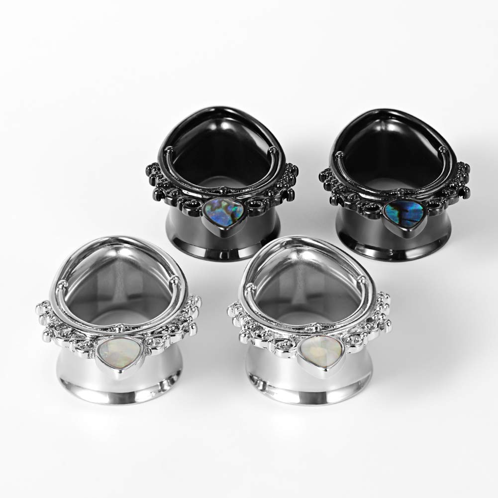 TBOSEN 2PCS Sea-Shell Stainless Steel Ear Plugs Tunnels Gauges Stretcher Piercing Jewelry 0g-1" in 8mm-25mm
