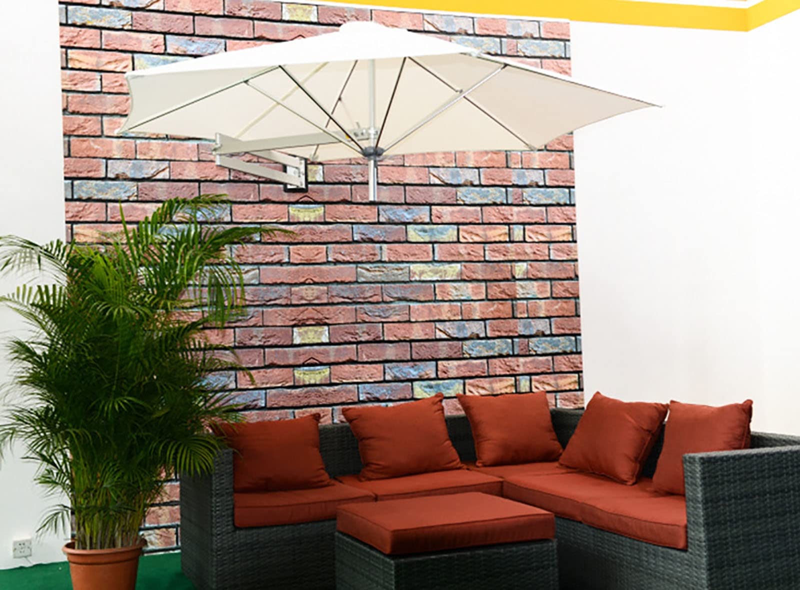 WooDeY Garden Wall Mounted Patio Umbrella - 8ft/250cm, Outdoor Balcony Tilting Sunshade Umbrella, Adjustable Pole