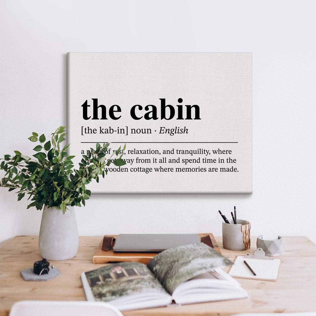 the Cabin Definition Canvas Poster Minimalist Print Painting for Home Cabin Wall Art Decoration 11.5 x 15 Inch (Framed)