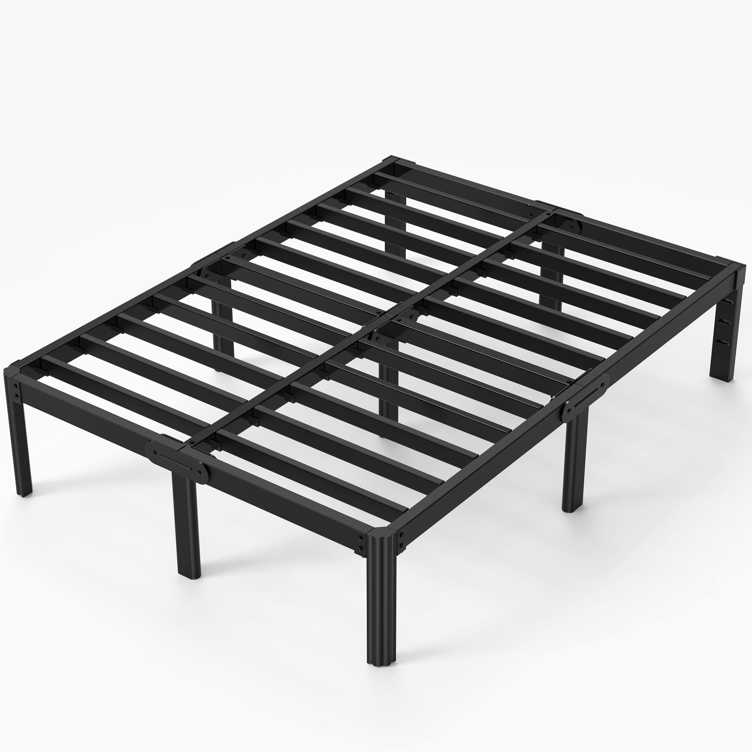 VHAHA 14 Inch Metal King Size Platform Bed Frame No Box Spring Needed, Round Corner Leg, Heavy Duty Sturdy Black Bedframe, Steel Slat Support, Noise Free