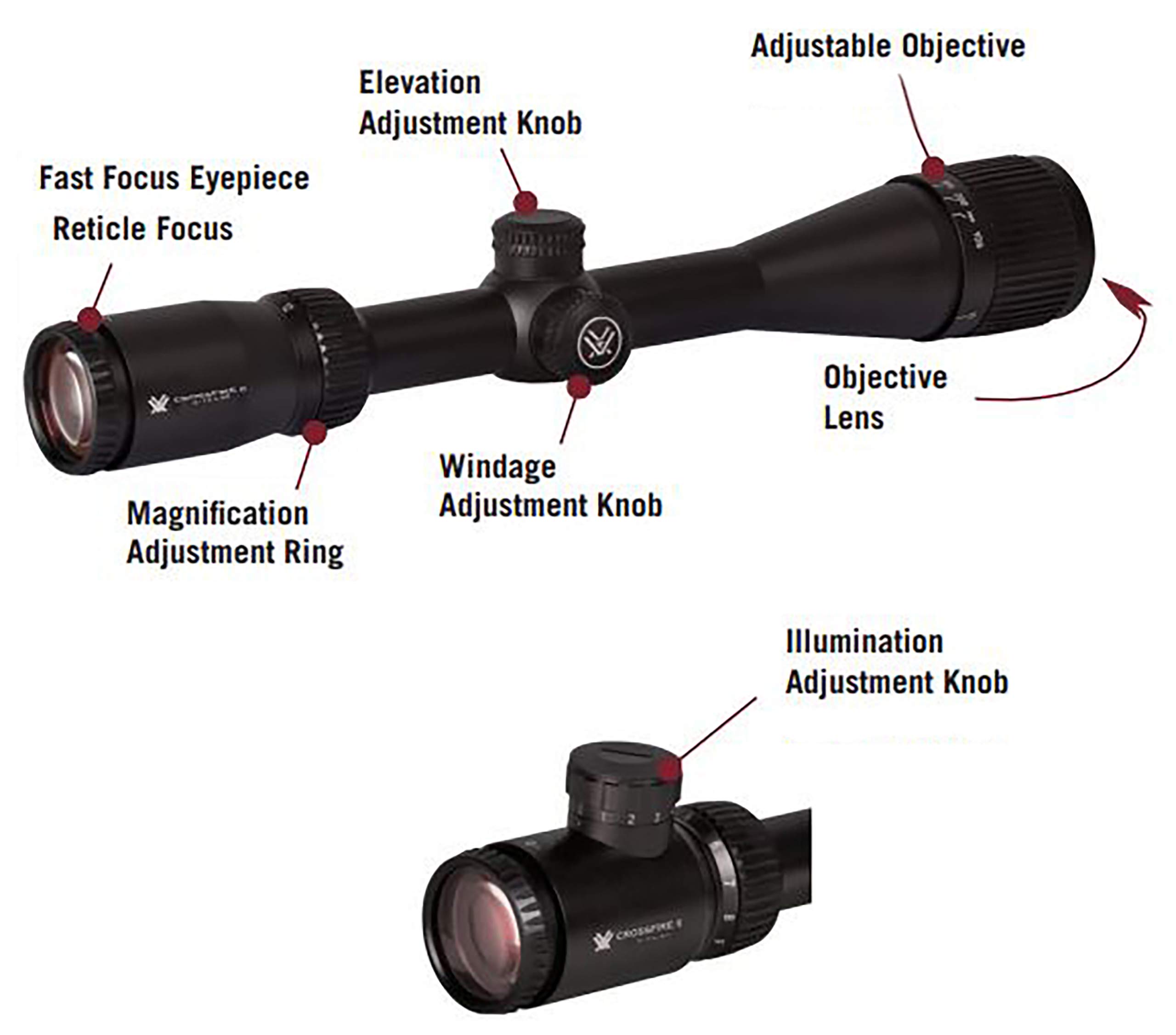 Vortex Optics Crossfire II 3-9x50 SFP Riflescope V-Brite Illuminated MOA, Crossfire II 3-9x50 V-Brite Illuminated, black