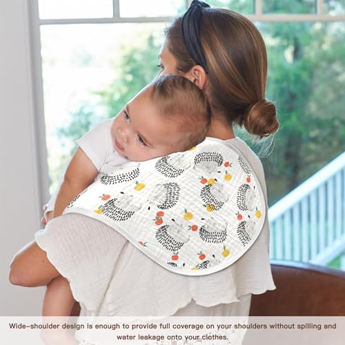 vvfelixl Baby Burp Cloths Hedgehog Apple Baby Newborn Cotton Burping Cloths Set Baby Washcloths 4 Pack