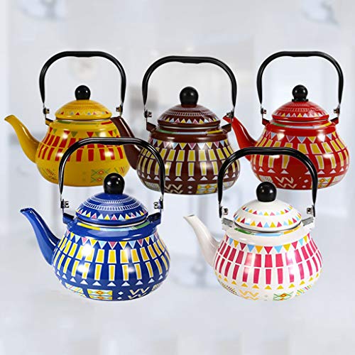ZNZN Enamel Kettle Large Capacity Kettle Creative Gas Stove Geometric Pattern Teapot (1.5L/50.70Z, 2L /67.6OZ, 2.5L /84.5OZ) Multifunctional Water Kettle (Color : B, Size : 1.5L (50.70Z))