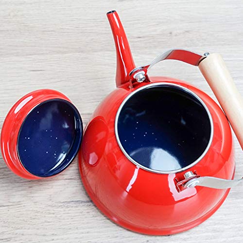 ZNZN Enamel Kettle Thickened Red Kettle Retro Stovetop Induction Cooker Natural Gas Home Restaurant Teapot (1.4L, 47.3OZ) Multifunctional Water Kettle