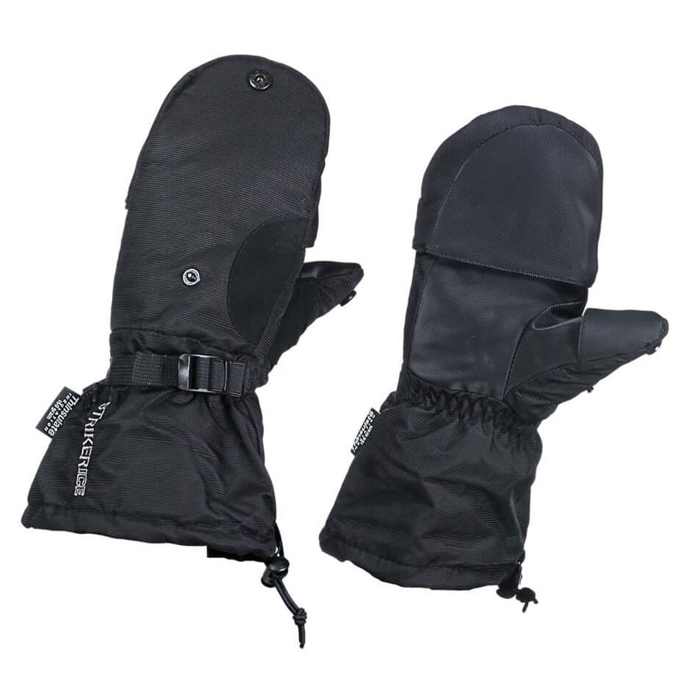 Striker Climate Crossover Waterproof Breathable Insulated Ice Fishing Mitts with Adjustable Wrist and Gauntlet Closure, Black, Large