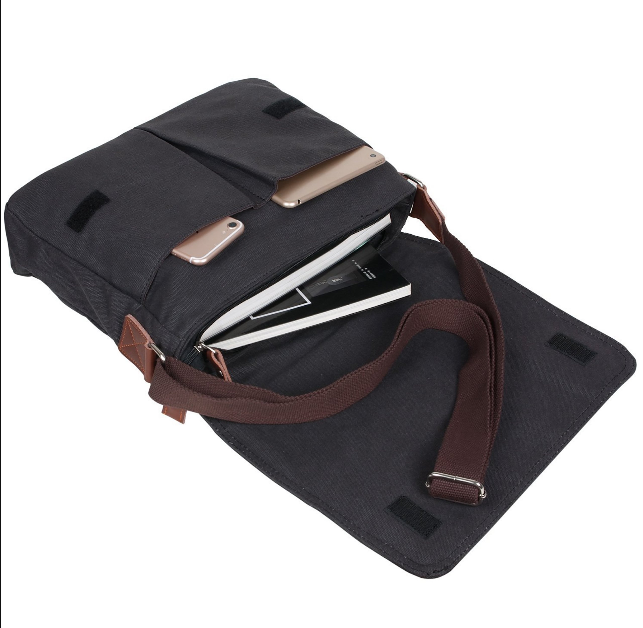 Vintage Men's Canvas Messenger Bag Laptop Shoulder Satchel Crossbody Sling Bookbag (M36_Black)