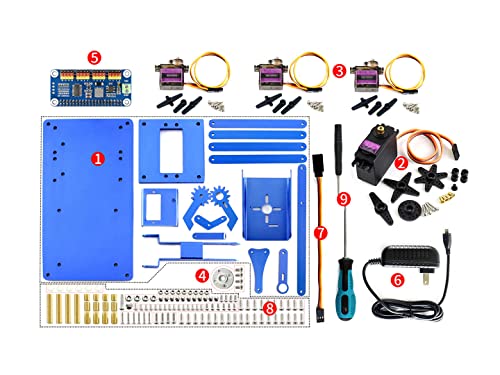 waveshare 4-DOF Metal Robot Arm Kit for Raspberry Pi Zero/Zero W/Zero WH/2B/3B/3B+ with Large Torque Force Smooth Moving and WiFi Remote Control…