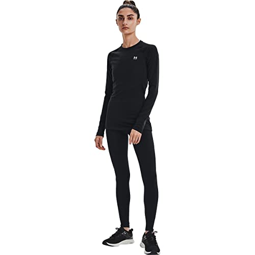 Under Armour Womens Authentics Long Sleeves Crew Neck T-Shirt, Black (001)/White, X-Large