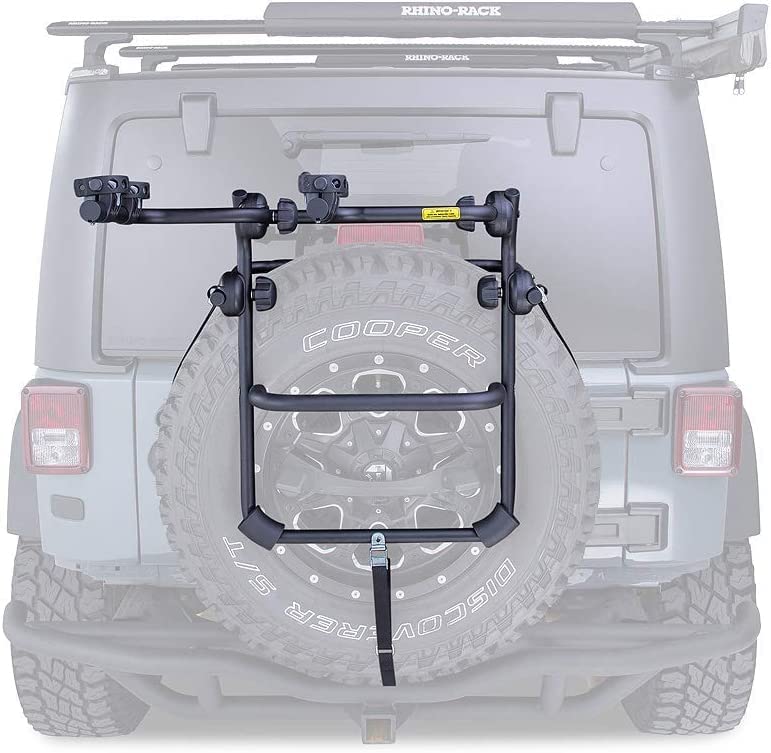 Rhino-Rack Spare Tire Bike Rack, 2 Bike Carrier, Holds Many Types of Bikes, Black (RBC025)