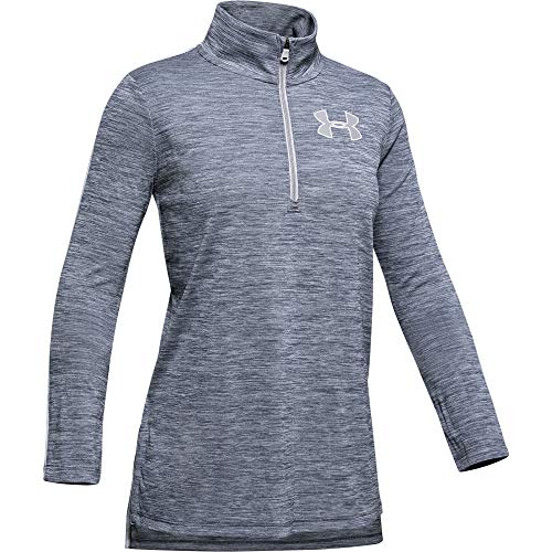 Under Armour Girls' Tech 1/2 Zip, Downpour Gray Light Heather//Mod Gray, Youth Small