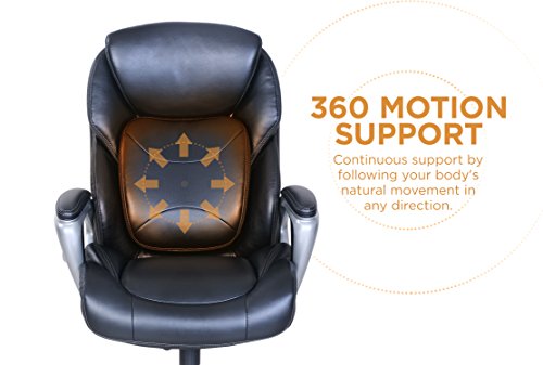 Serta My Fit Executive Office Adjustable Ergonomic Chair with Layered Cushions, Bonded Leather, 360 Motion Support, Black