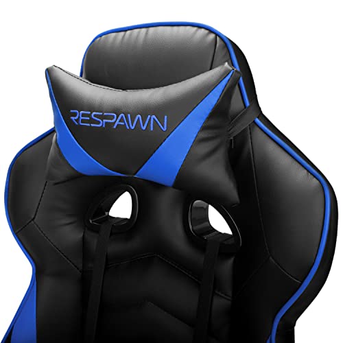 RESPAWN 110 Ergonomic Gaming Chair with Footrest Recliner - Racing Style High Back PC Computer Desk Office Chair - 360 Swivel, Adjustable Lumbar Support, Headrest Pillow, Padded Armrests - 2019 Blue